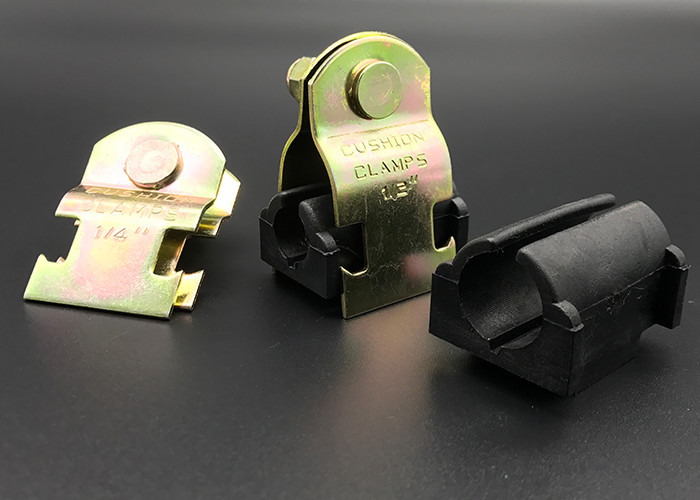 Yellow Zinc Strut-Mount Vibration-Damping Routing Clamp